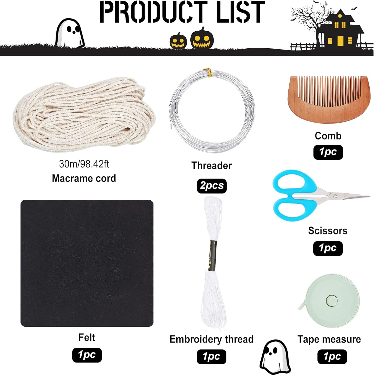 Macrame Ghost Macrame Kit for Beginners Ghost Wall Hanging Ornaments ...