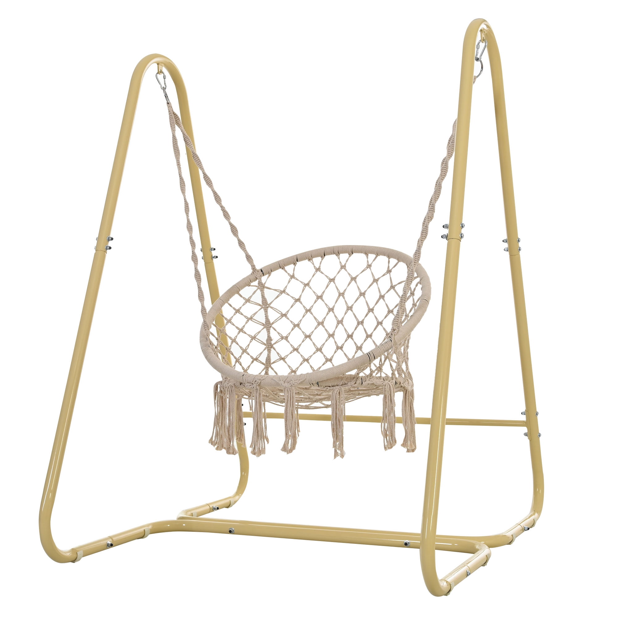 Macrame Hammock Chair with Stand Bohemian Style Hanging Chair Metal ...