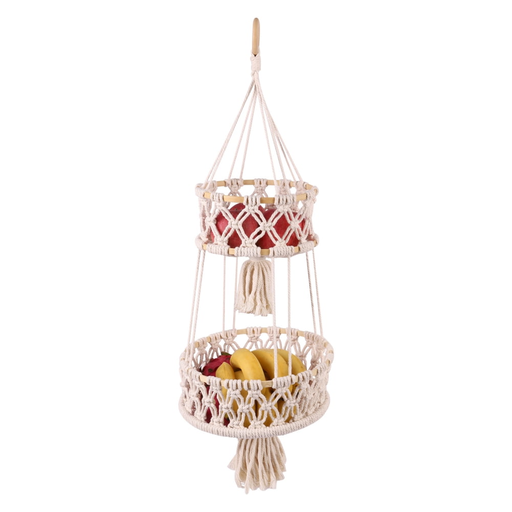 Macrame Hanging Basket for Fruit Vegetable Storage,Boho Wall Baskets ...