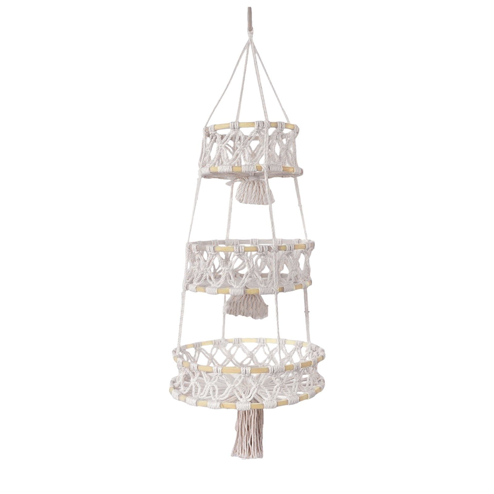 Macrame Hanging Fruit 3 Tier Hanging Produce For Kitchen Fruit ...