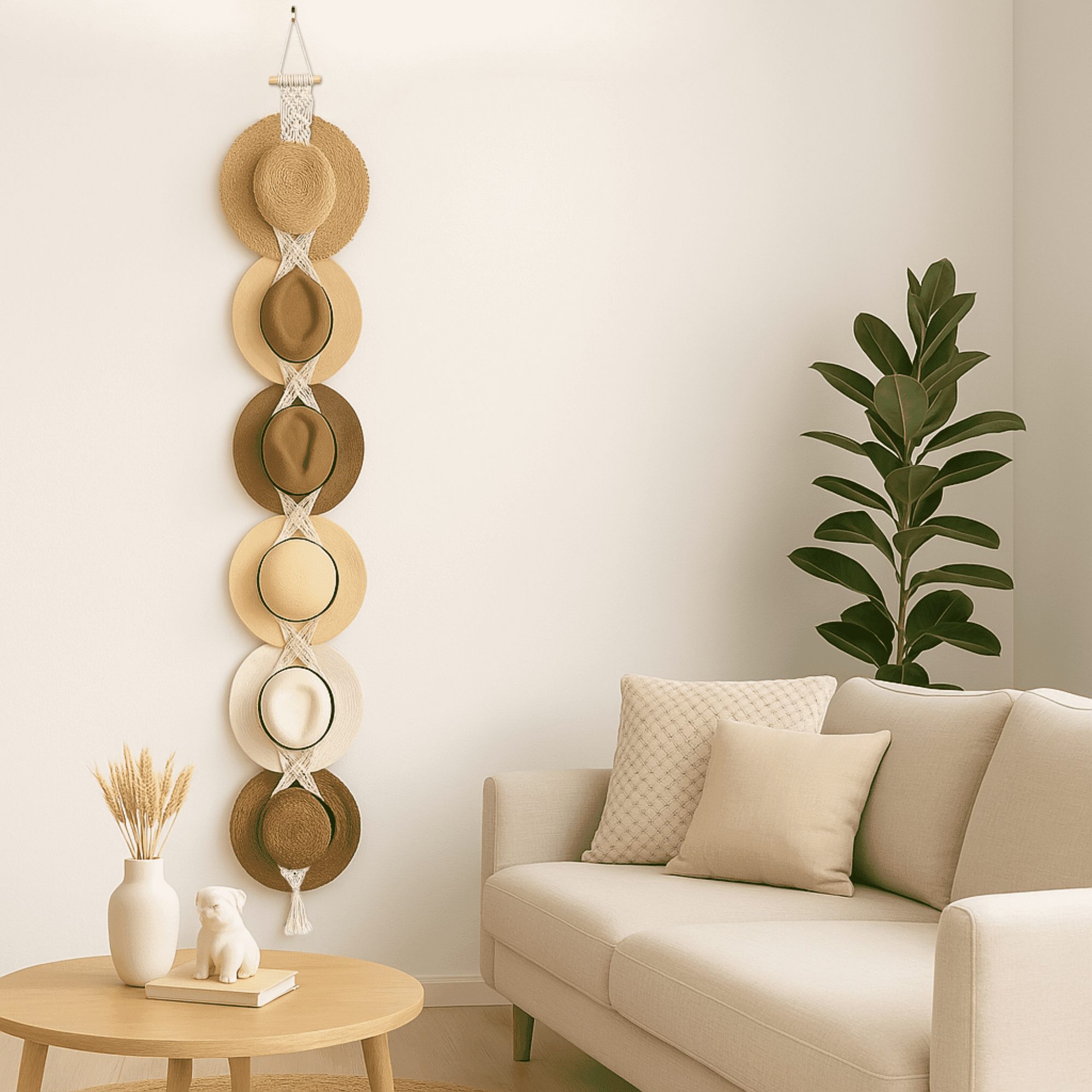 Macrame Hat Hanger for 6 Hats, Hat Rack for Wall, Cowboy Hat Organizer ...