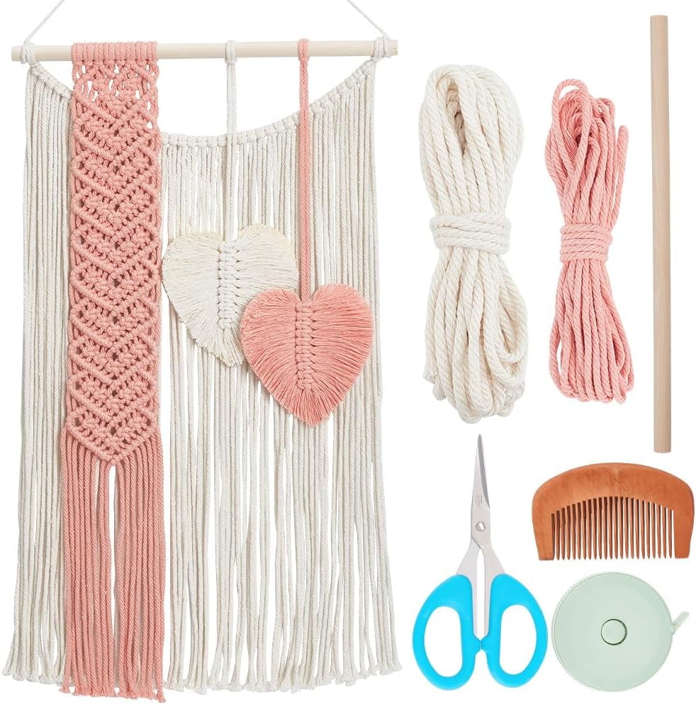 Macrame Heart Wall Hanging Kit - DIY Macrame Tassel Tapestry - Beginner ...
