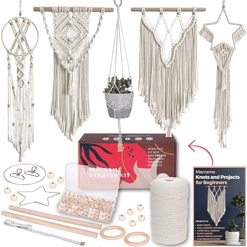 Macrame Kits for Adults Beginners with 112 Macrame Supplies and 5 ...