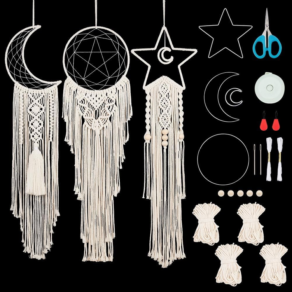Macrame Kits for Adults Beginners Easy 3 Set Moon Star Craft Kits DIY ...