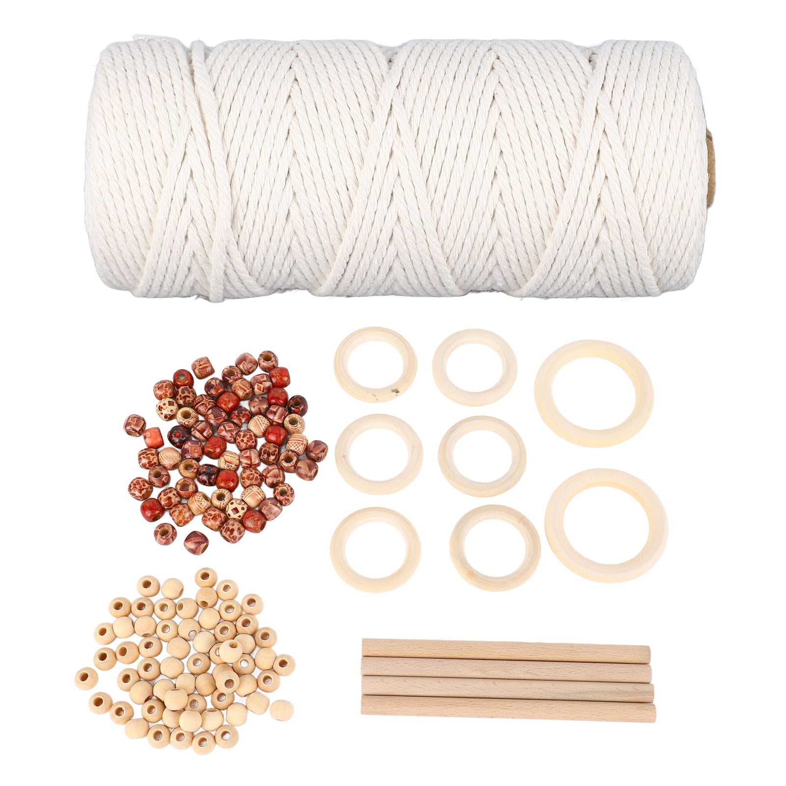 Macrame Kits Beginners Cotton Macrame Cord with Wooden Beads Rings ...