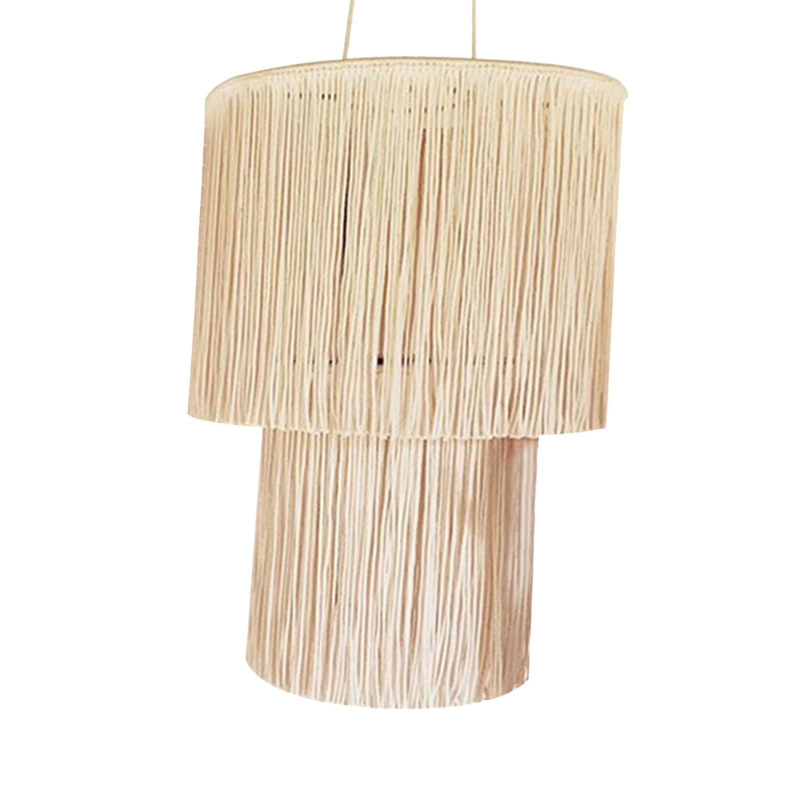 Macrame Lamp Shade Hanging Light Cover Modern Handwoven Chic Tassel ...