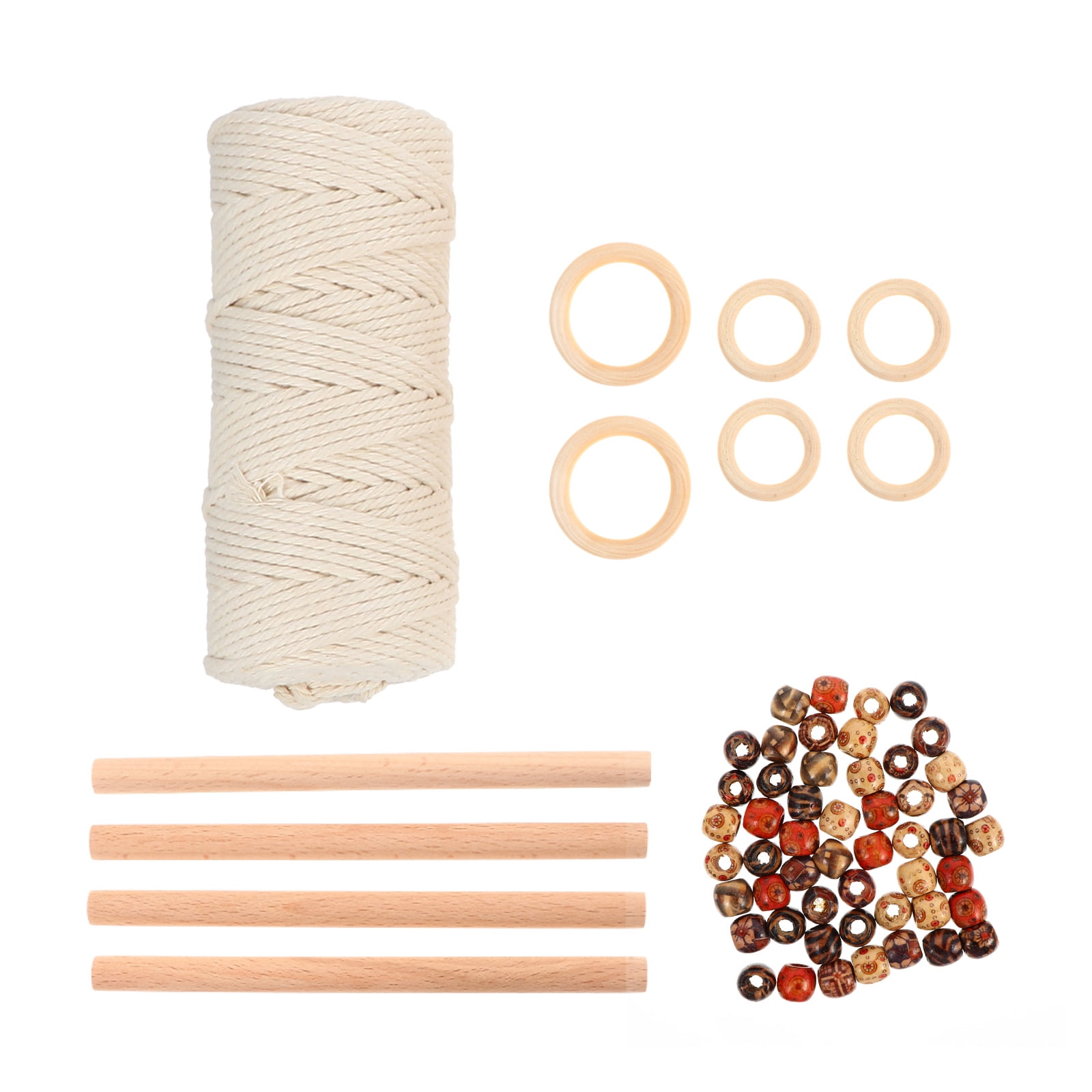 Macrame Macrame Hanger Natural Wooden Beads Cotton Macrame Cord Wooden ...