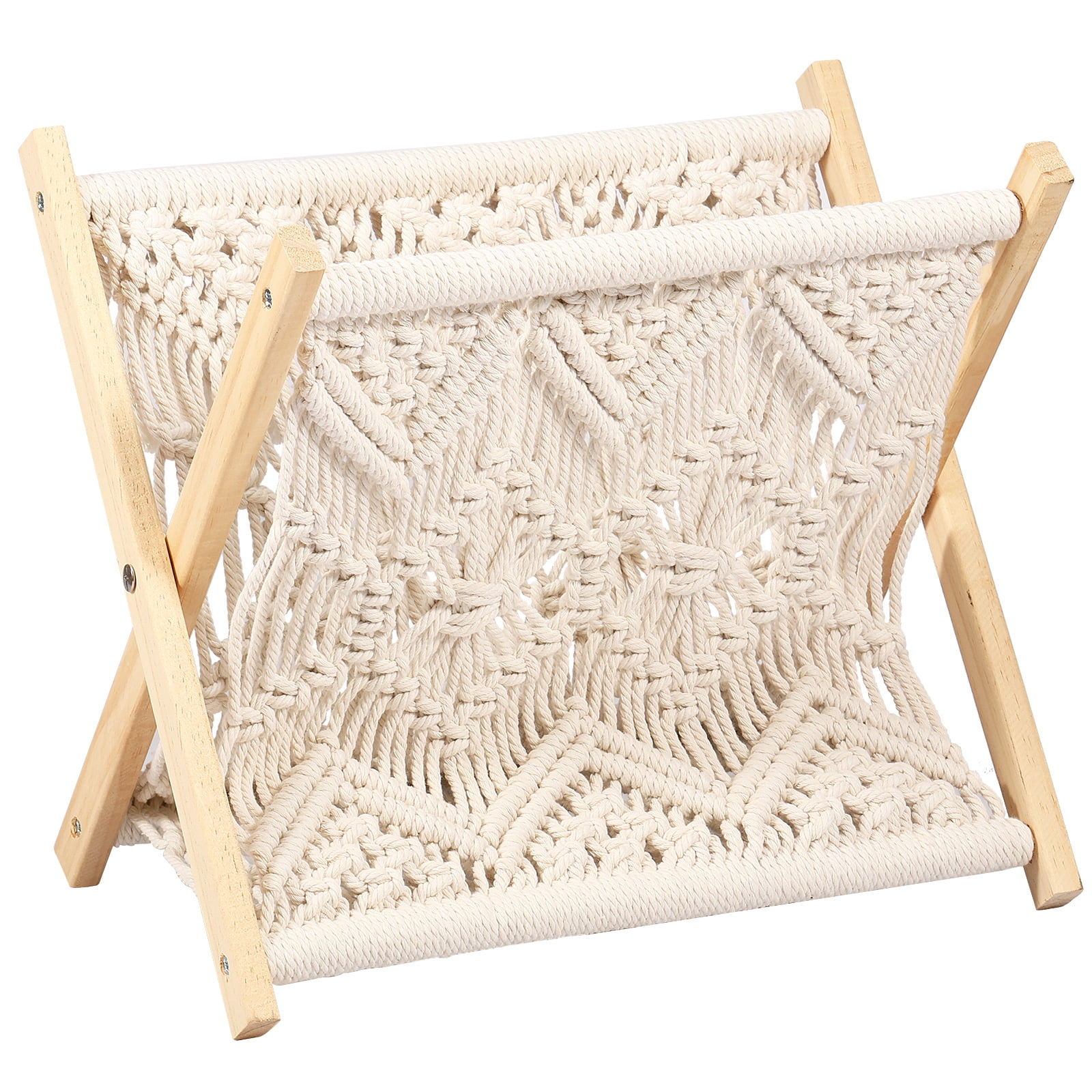 Macrame Magazine Rack Multipurpose Standing Basket Firm Magazine ...