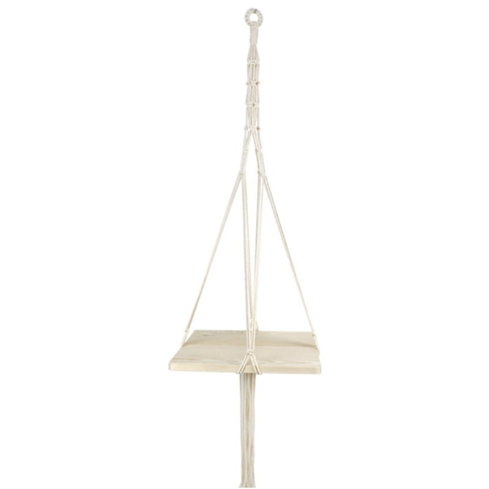 Macrame Plant Hanger with Square Wooden Plate Tray Hanging Planter ...