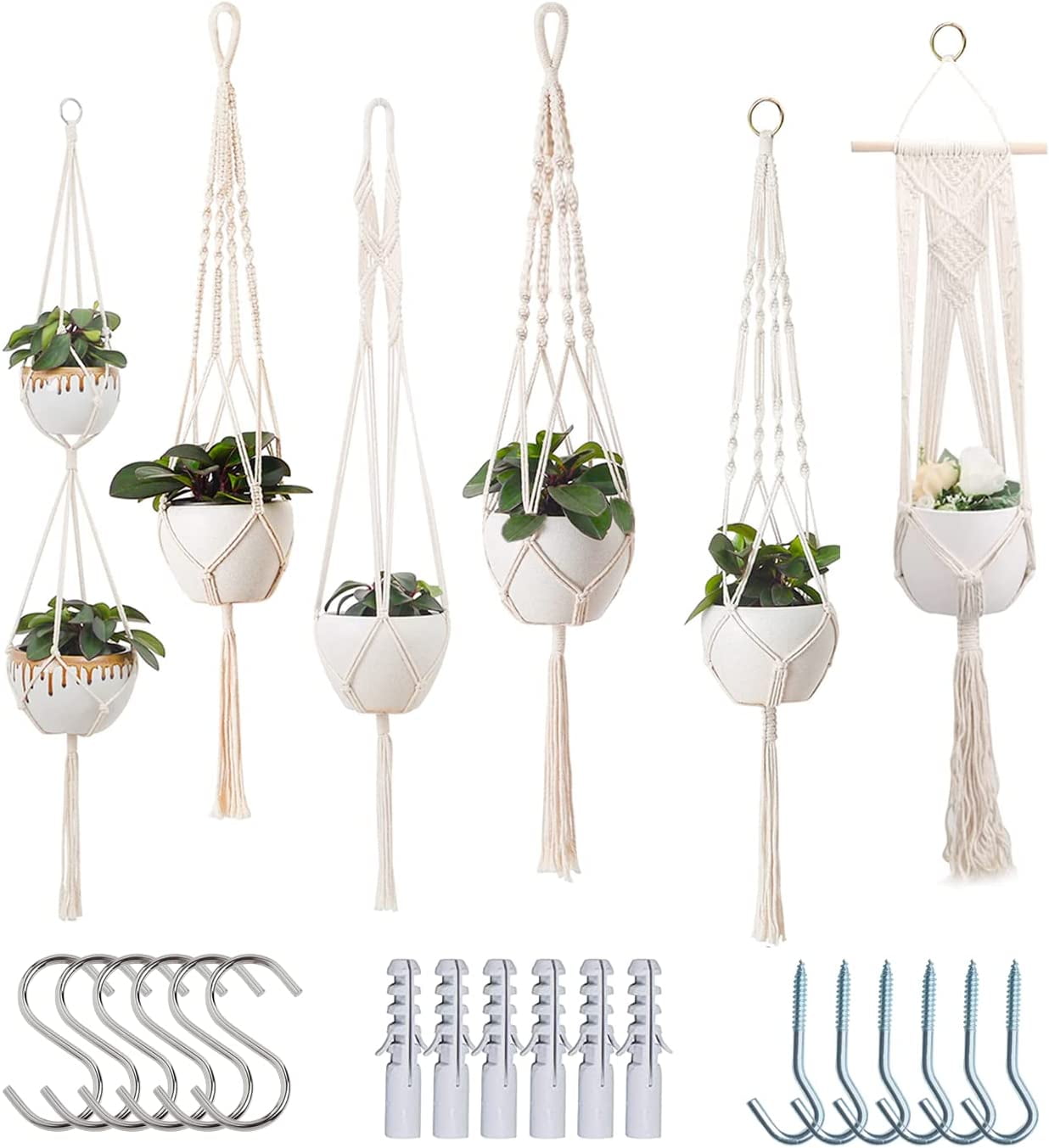 Macrame Plant Hangers Indoor Macrame Hanging Planters for Indoor Plants ...
