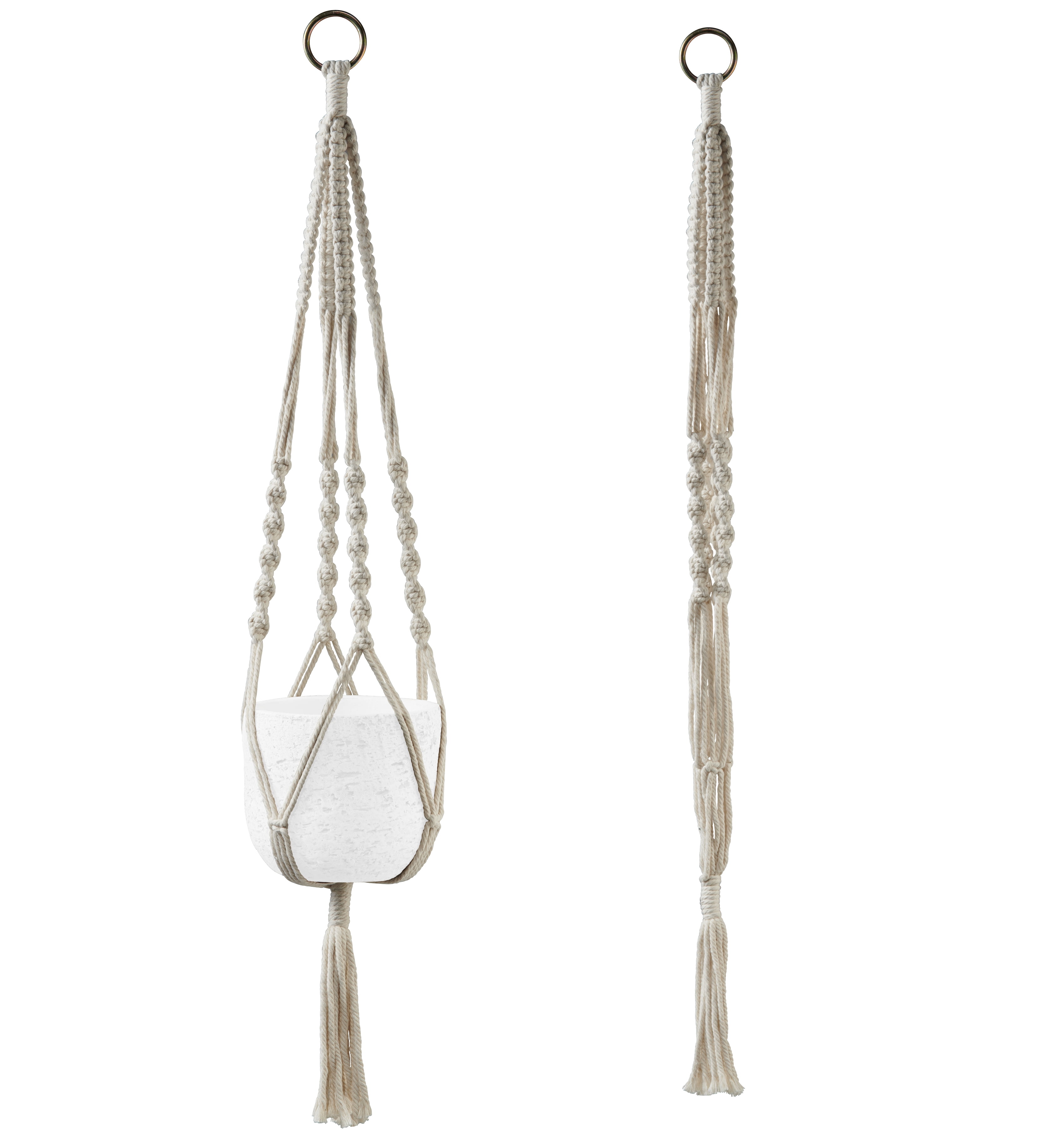 Macrame Plant Pot Hanger, 35"H, Natural Beige - Walmart.com