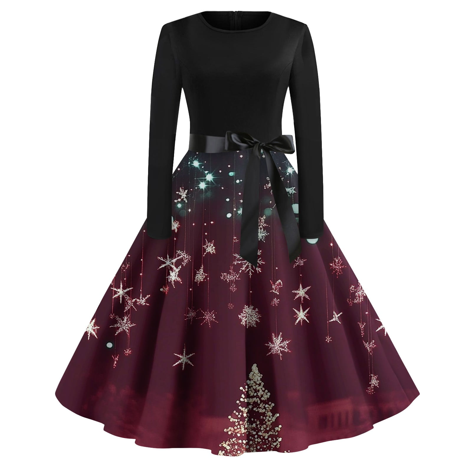 Qwertyu Ugly Christmas Dress Women 2025 New Year Print Vintage Swing ...