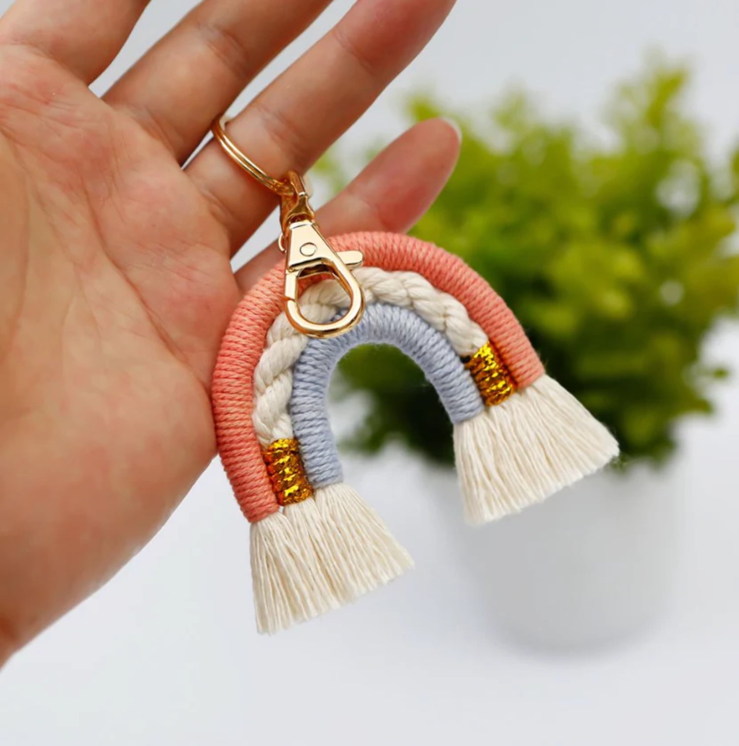 Macrame Rainbow Keychain | 12 Colorways | Tiny Keyring| Bag Accessories ...