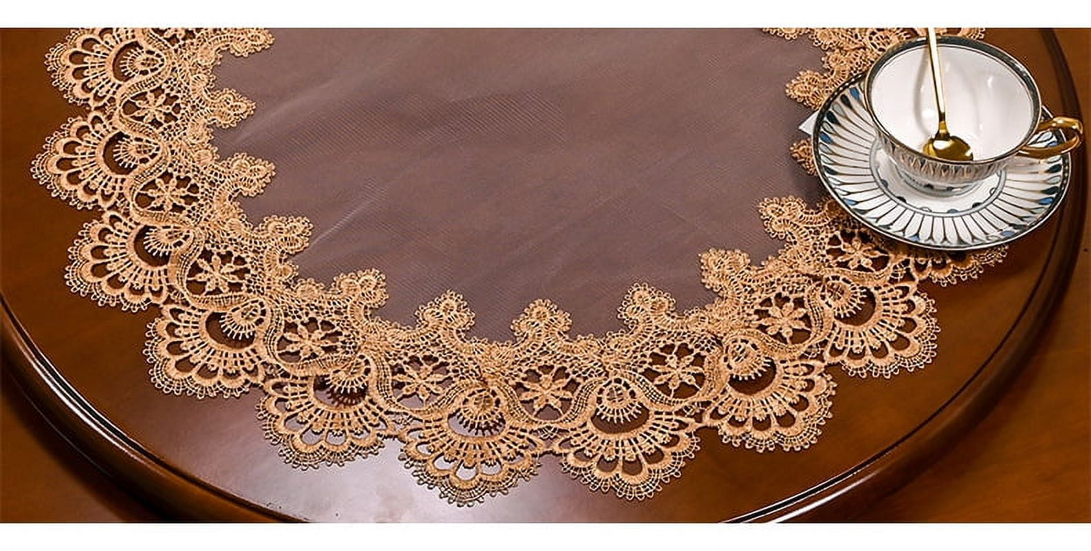 Macrame Round Tablecloth for Party, Lace Floral Embroidered Table Cloth ...