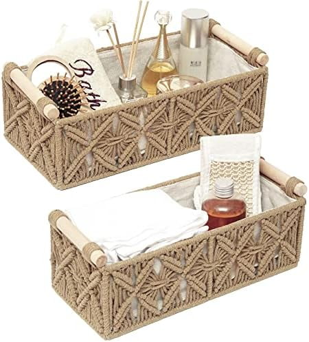 Macrame Storage Basket Boho Decor Baskets for Organizing Woven ...