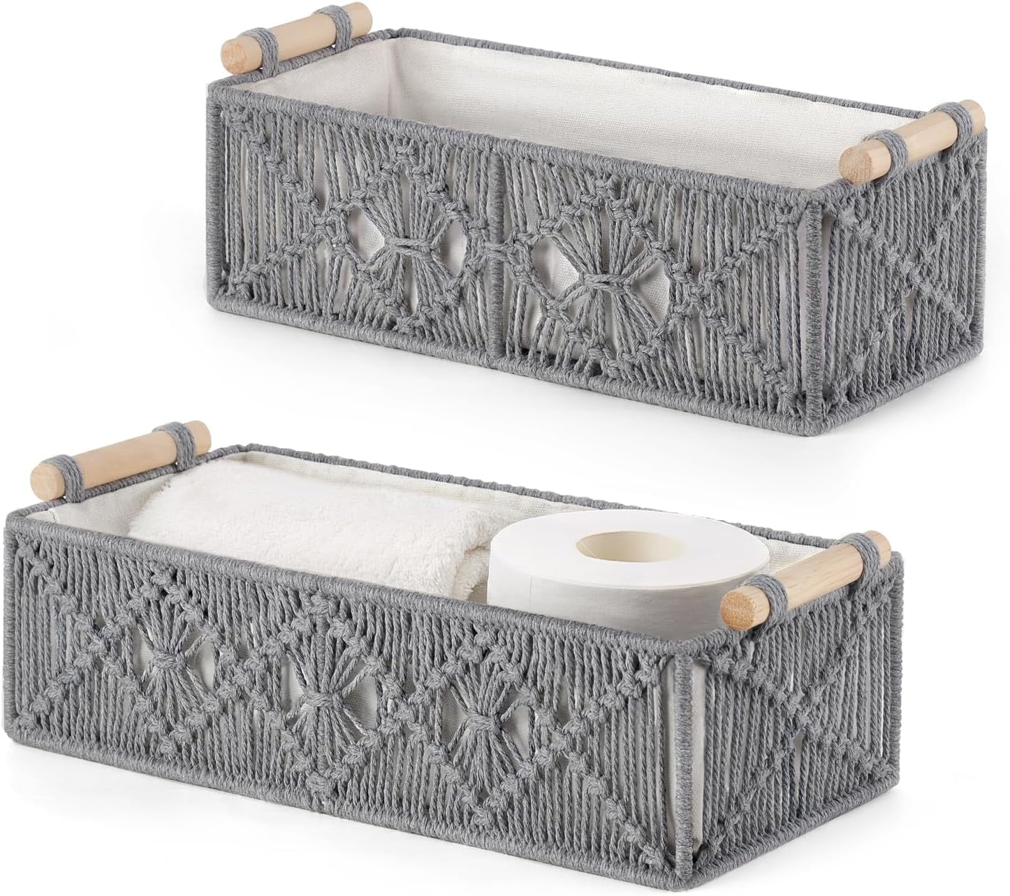 Macrame Storage Baskets Boho Decor Box Handmade Woven Decorative ...