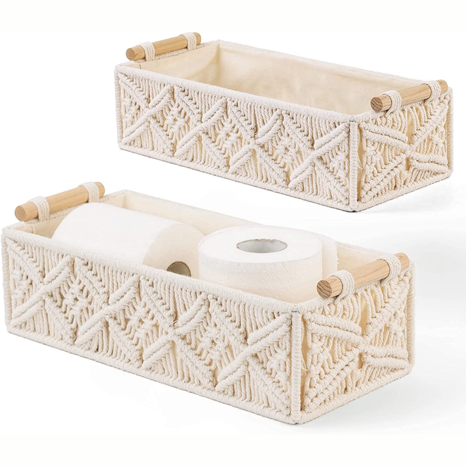 Boho Decor Macrame Storage Baskets for Room, Baby Nursery, Home ...