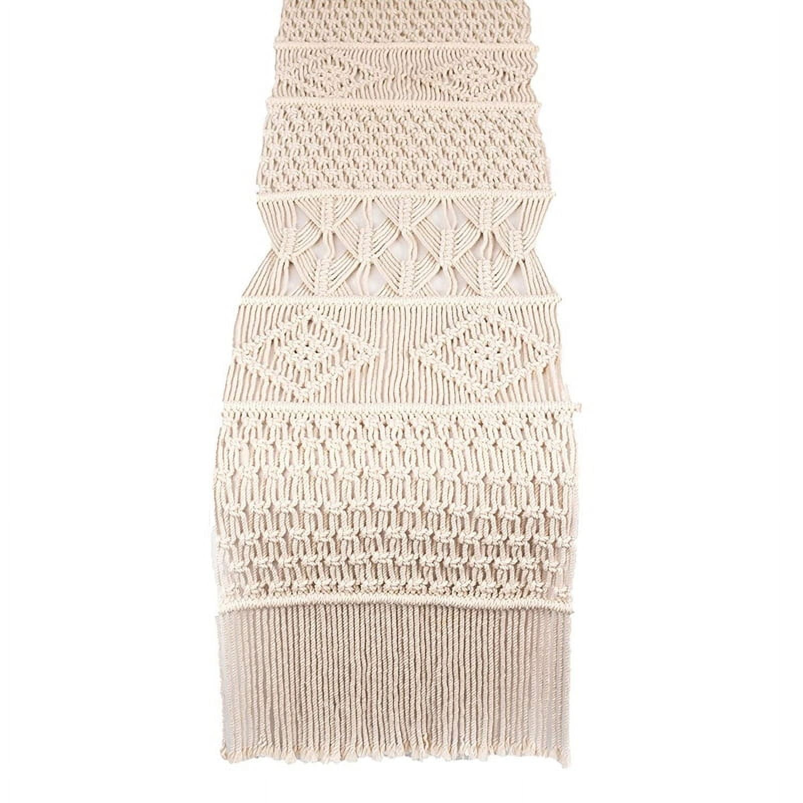 Macrame Table Runner, Boho Wedding Table Decor, Handwoven Vintage Farmhouse Dining Room Style ...