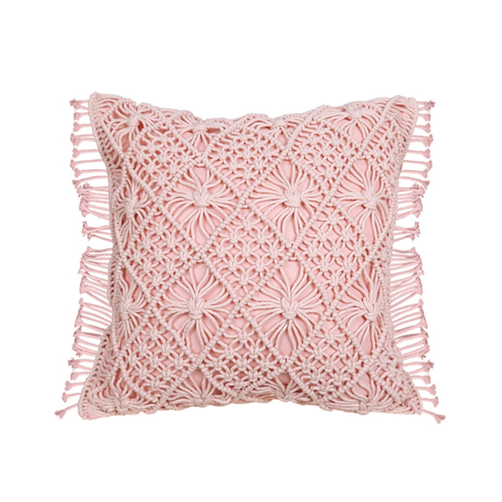 Macrame Throw Pillow for Case Tassel Bohemian Crochet D1am0nd Woven ...