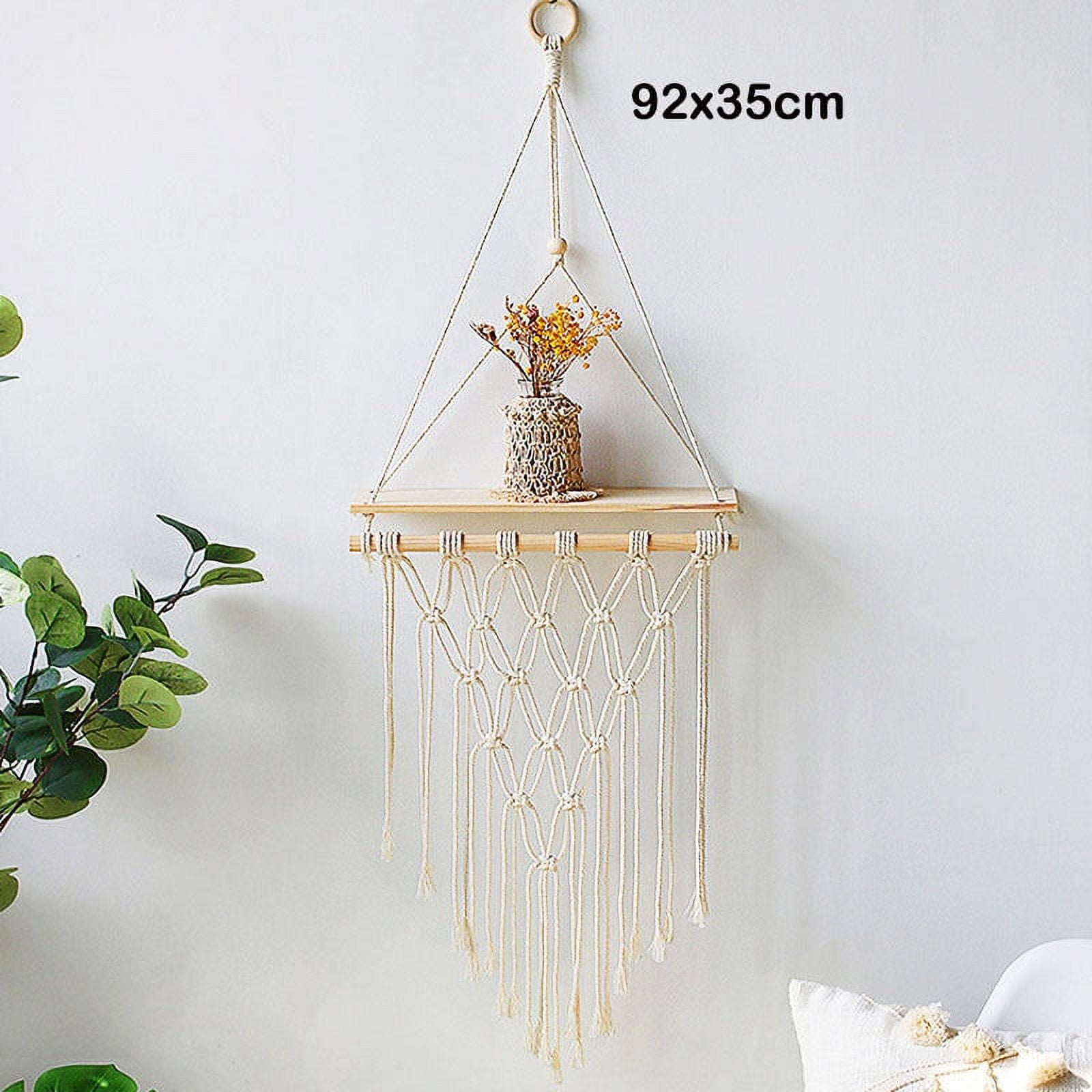 Macrame Wall Hanging Shelf Boho Home Decor Shelves On Wall Wood ...