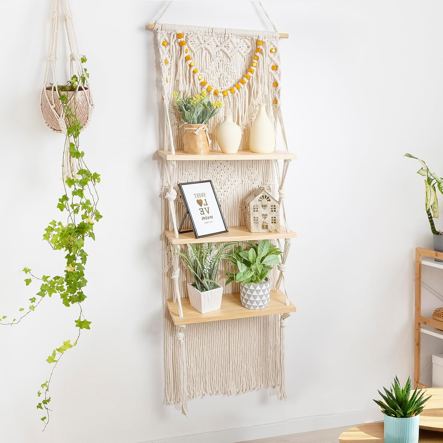 Macrame Wall Hanging Shelf- Macrame Shelves Handmade Decorative ...