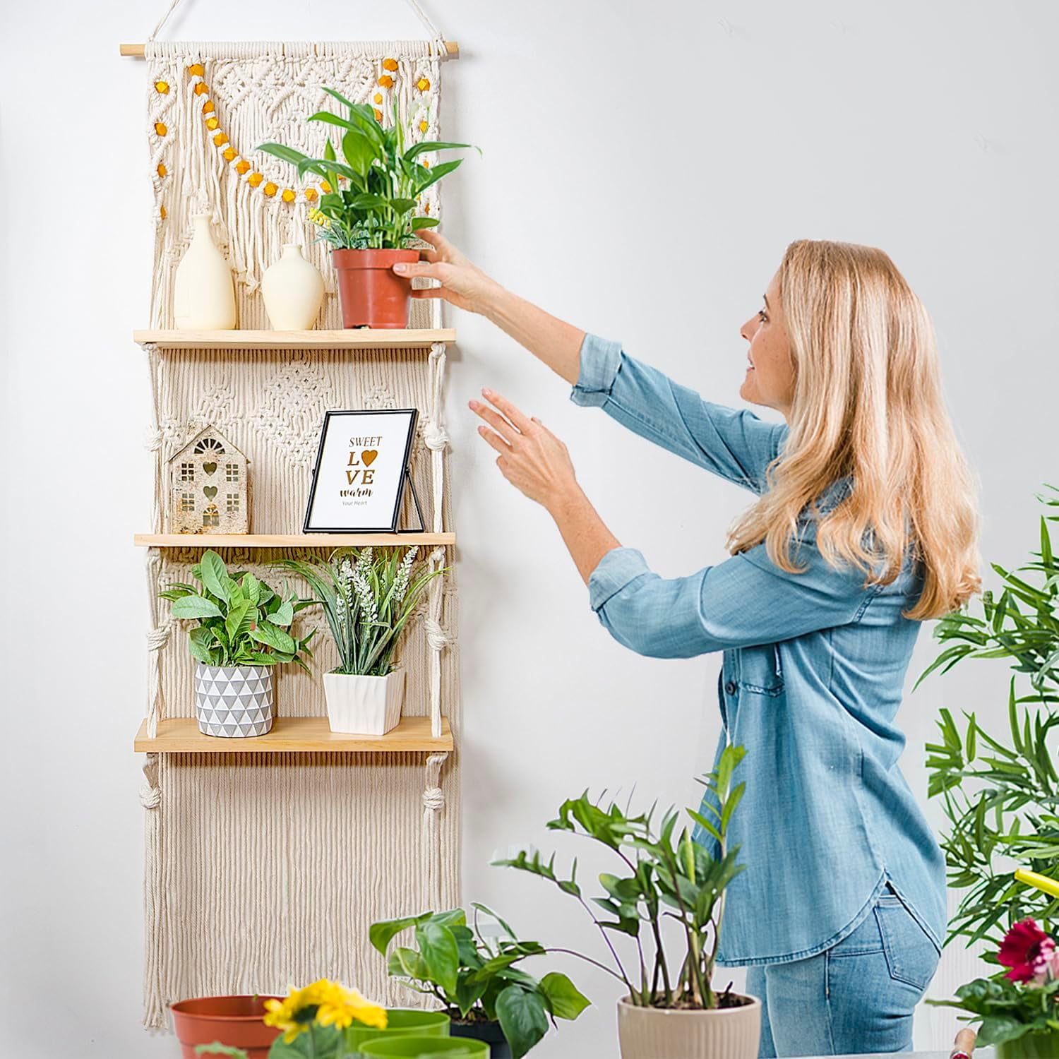 Macrame Wall Hanging Shelf- Macrame Shelves Handmade Decorative ...