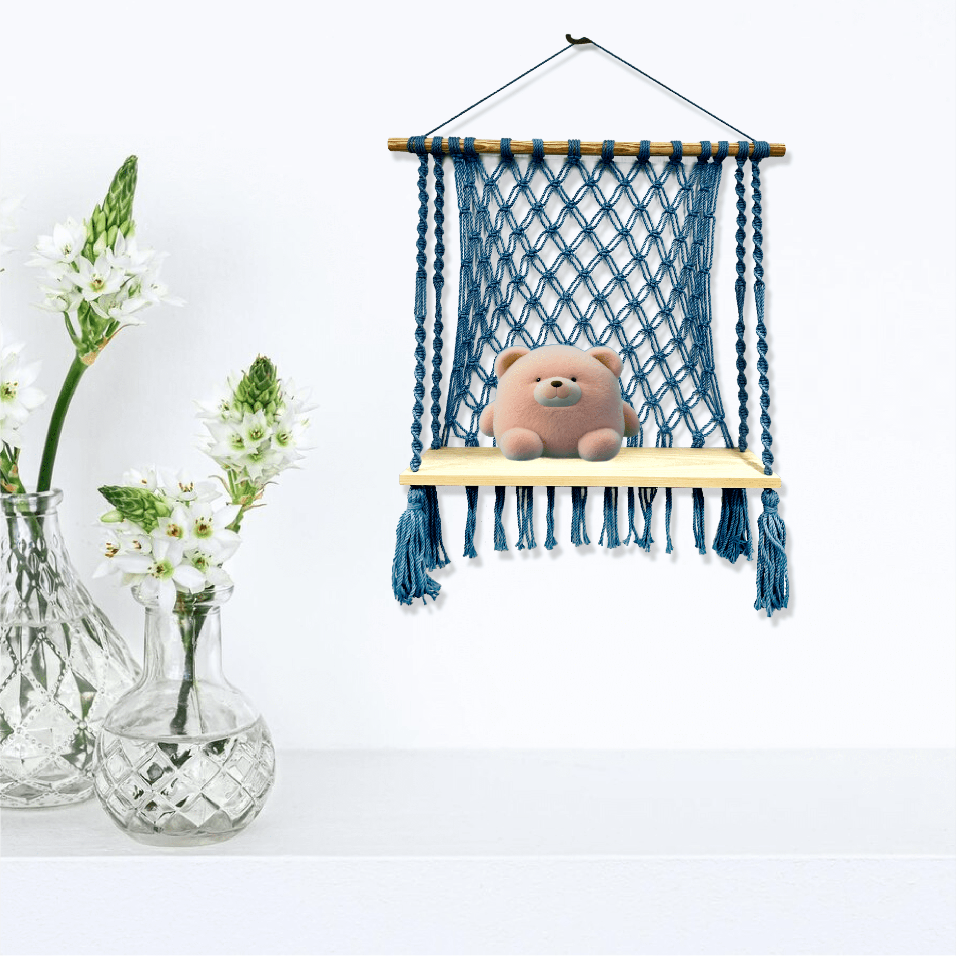 MadeTerra S Macrame Wall Hanging Shelves| Shelf Wall Decor Plant Rack ...