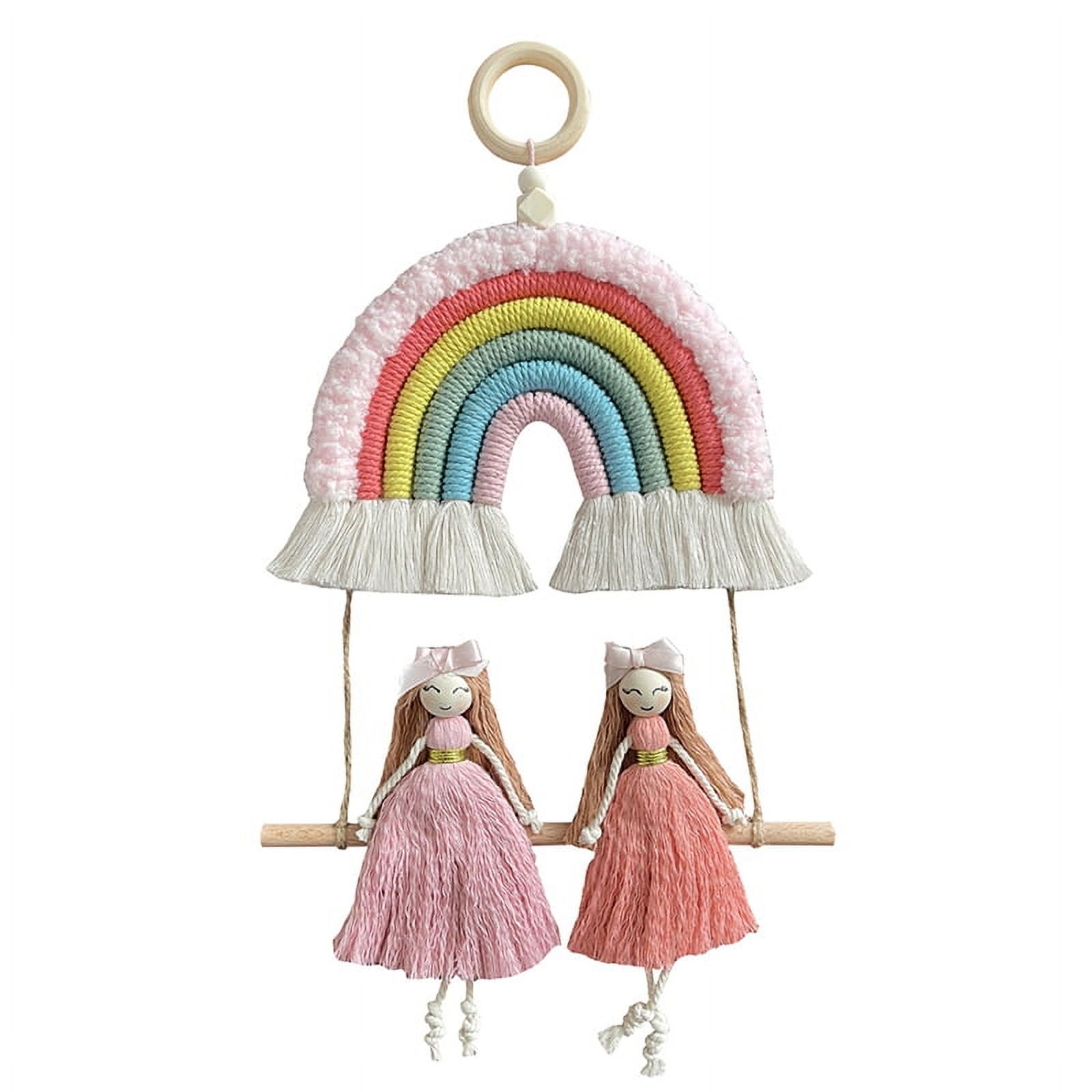 Macrame Woven Rainbow Wall Hanging Rainbow Girls Boho Wall Decor ...