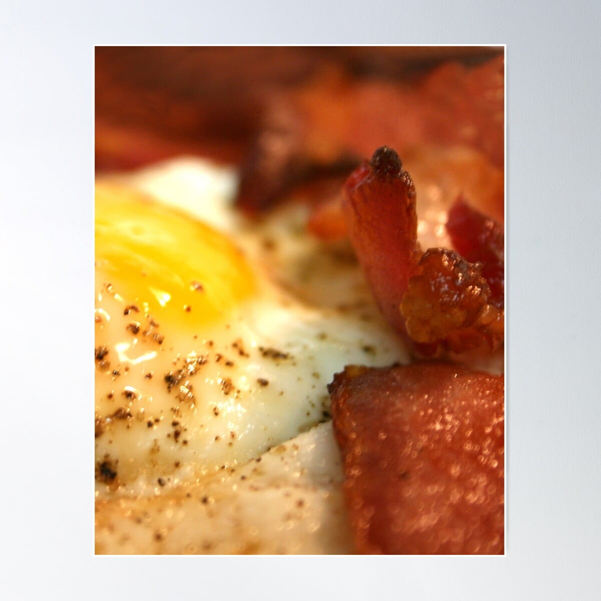 Macro Food - Eggs And Bacon Poster Wall Art, Modern Wall Decor For ...