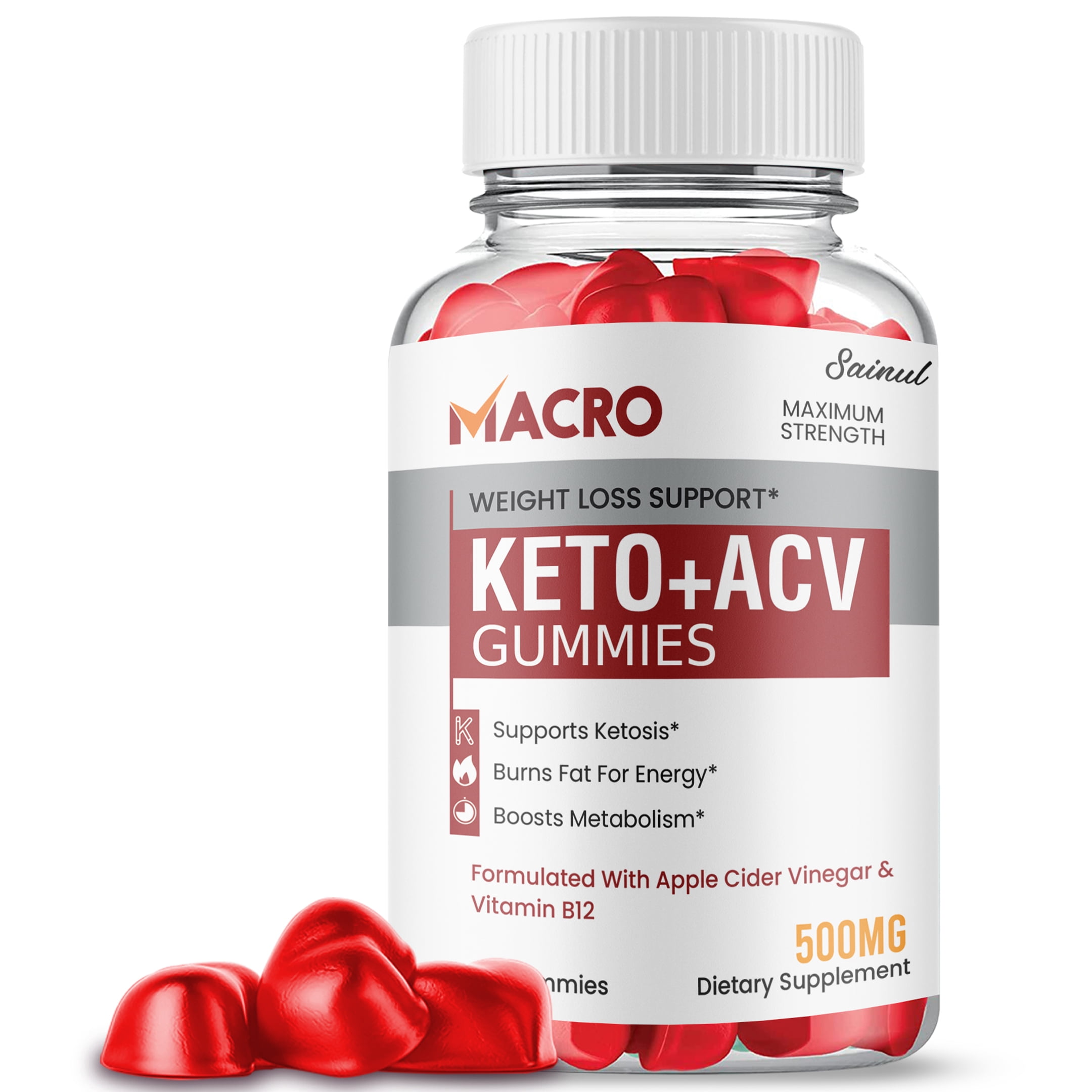 Macro Keto ACV Gummies, Maximum Strength, Apple Cider Vinegar, 1 Month ...