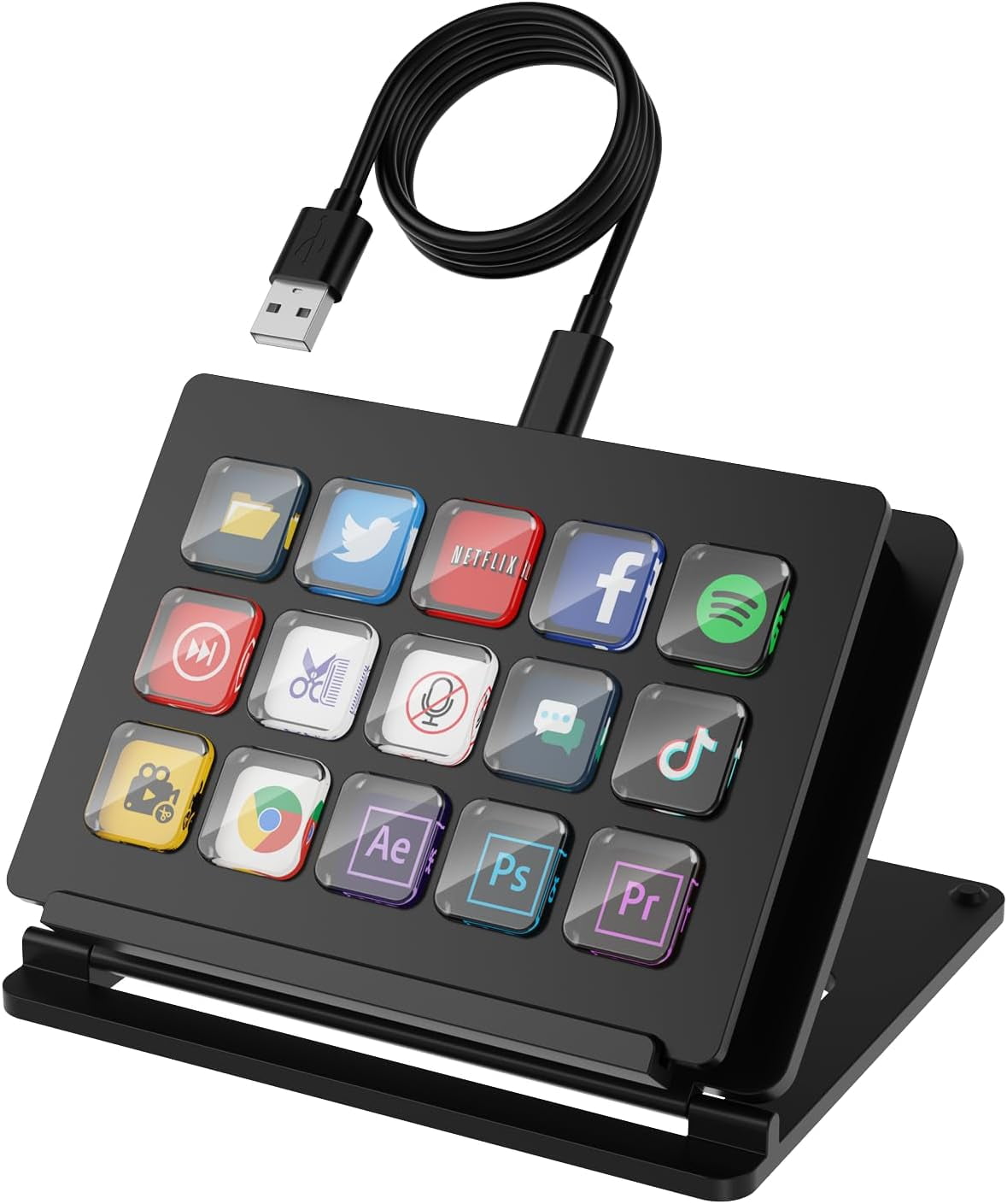 Macro Keyboard with Custom Key Symbols, 15 Key Programmable Keyboard One Key Operation, One ...