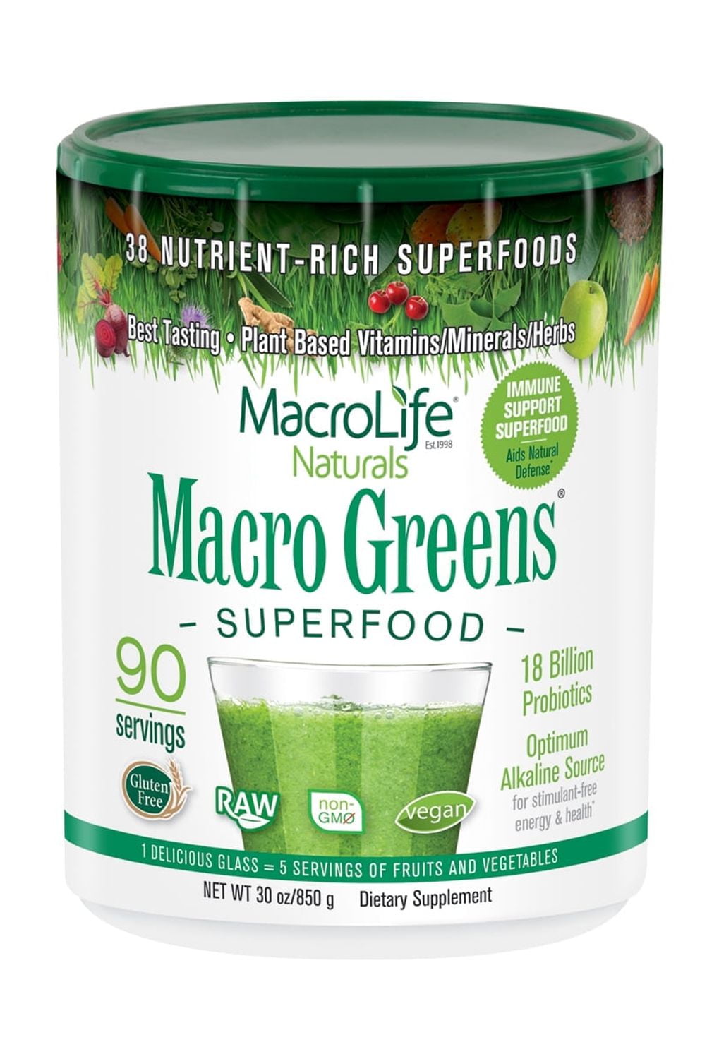 MacroLife Naturals Macro Greens - Organic Veggie Supplement, 90 ...