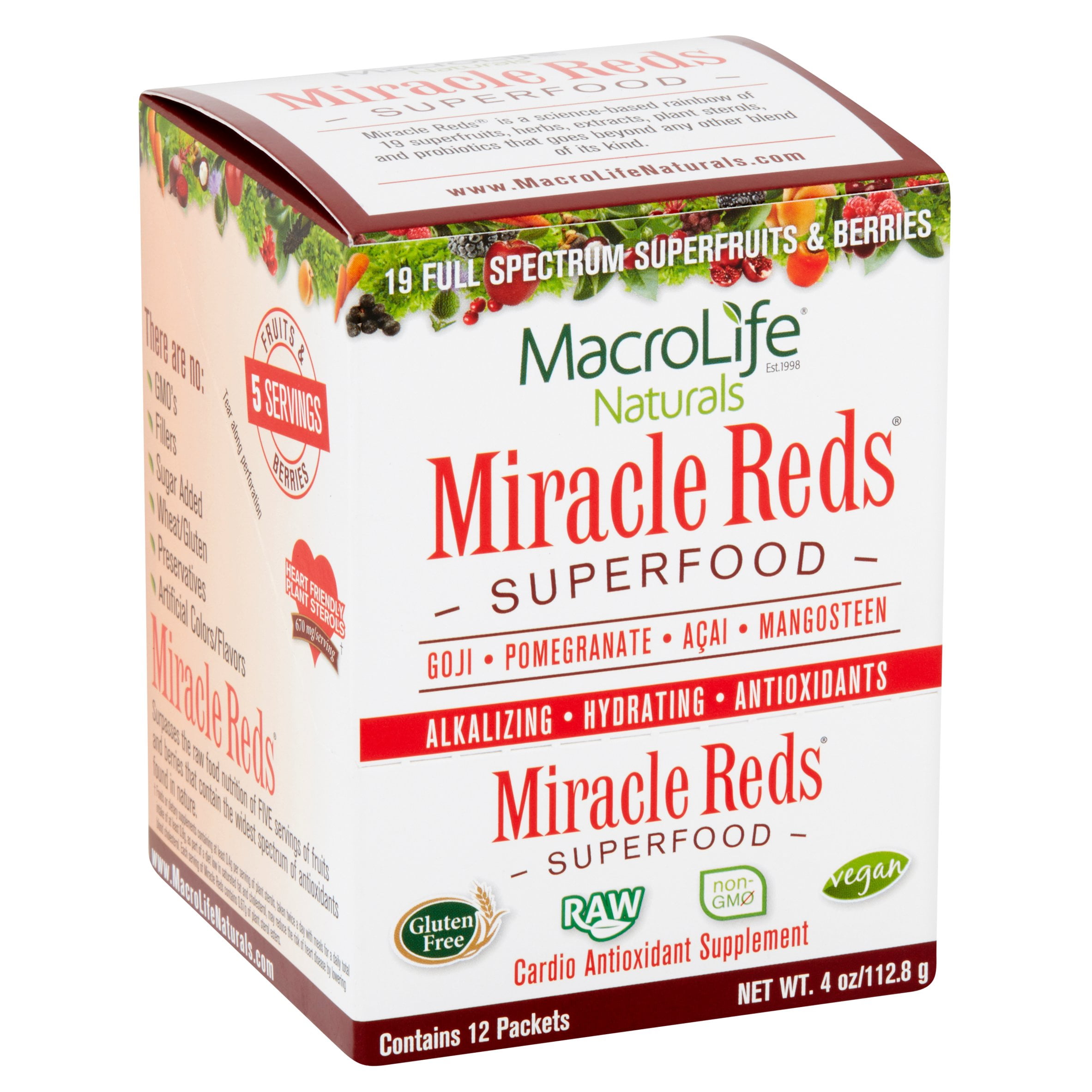 MacroLife Naturals Miracle Reds Superfood Powder, 4.0 Oz, 12 Ct ...