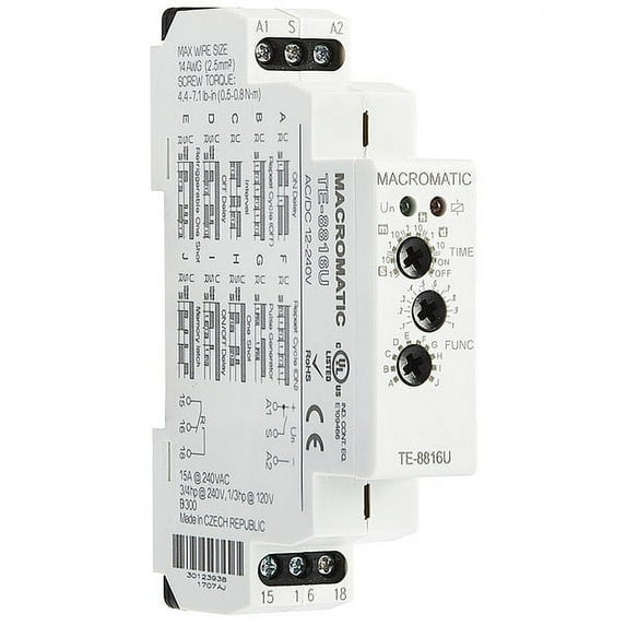Macromatic MultiFunTimeDelayRelay, 240VAC, 6Pins TE-8816U - Walmart.com