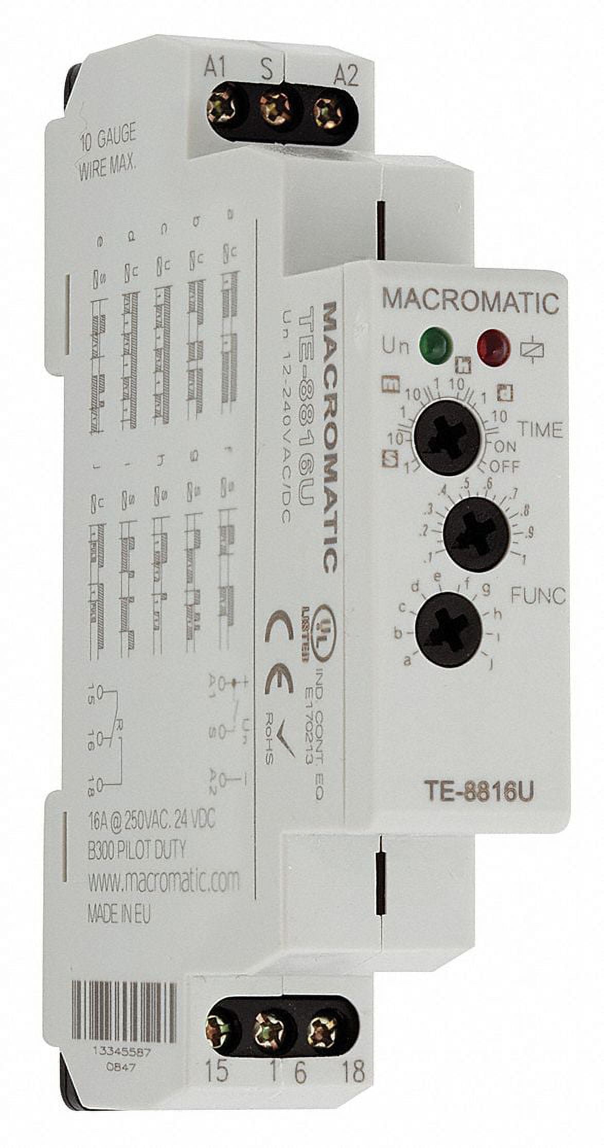 Macromatic MultiFunTimeDelayRelay, 240VAC, 6Pins TE-8816U - Walmart.com