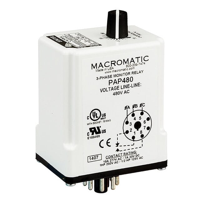 Macromatic 3 Phase Monitor Relay,SPDT,480VAC,8 Pin PAP480 - Walmart.com