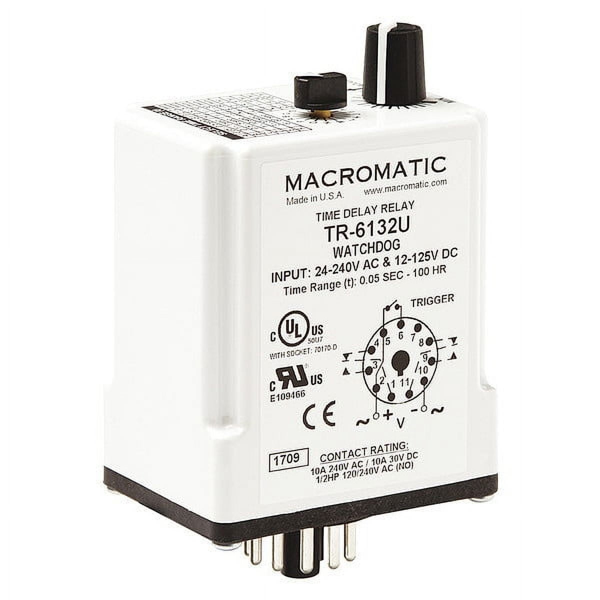 Macromatic SinFunTimeDelayRelay, 240VDC, 11Pins TR-6132U - Walmart.com