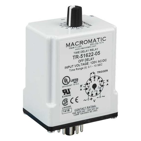 Macromatic SinFunTimeDelayRelay, 24VAC/DC, 8Pins TR-51628-05 - Walmart.com
