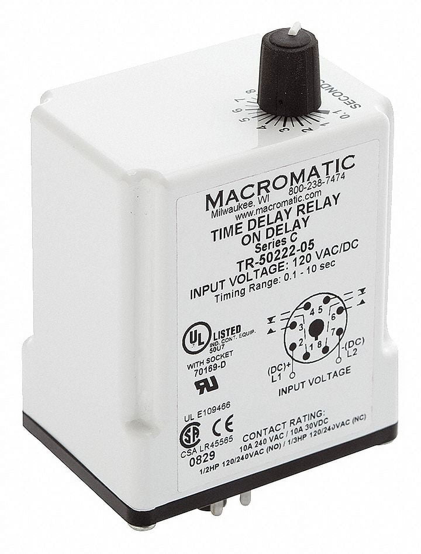 Macromatic Time Delay Relay,240VAC,10A,DPDT,.05 sec TR-50221-04 ...