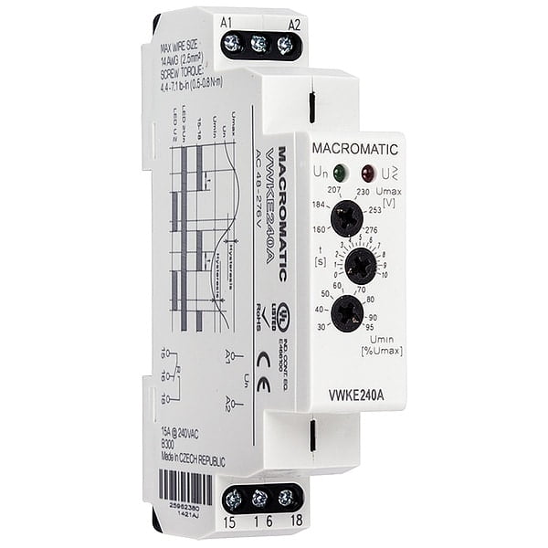 Macromatic Volt Sensor Relay,240VAC,15A @ 240V,SPDT VWKE240A - Walmart.com