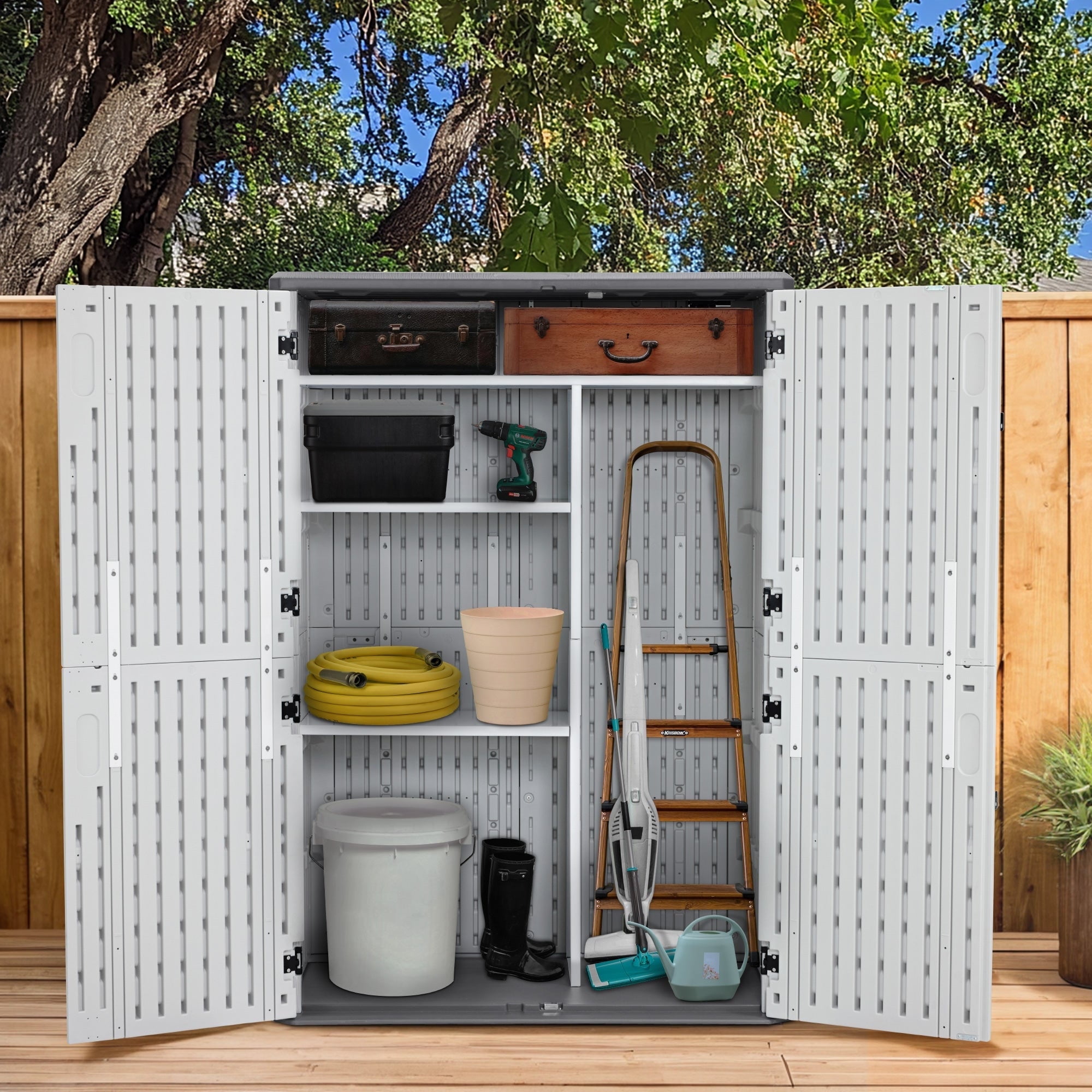 Macrout 4.3 x 2.5 ft Tall Outdoor Plastic Storage Shed with Floor ...