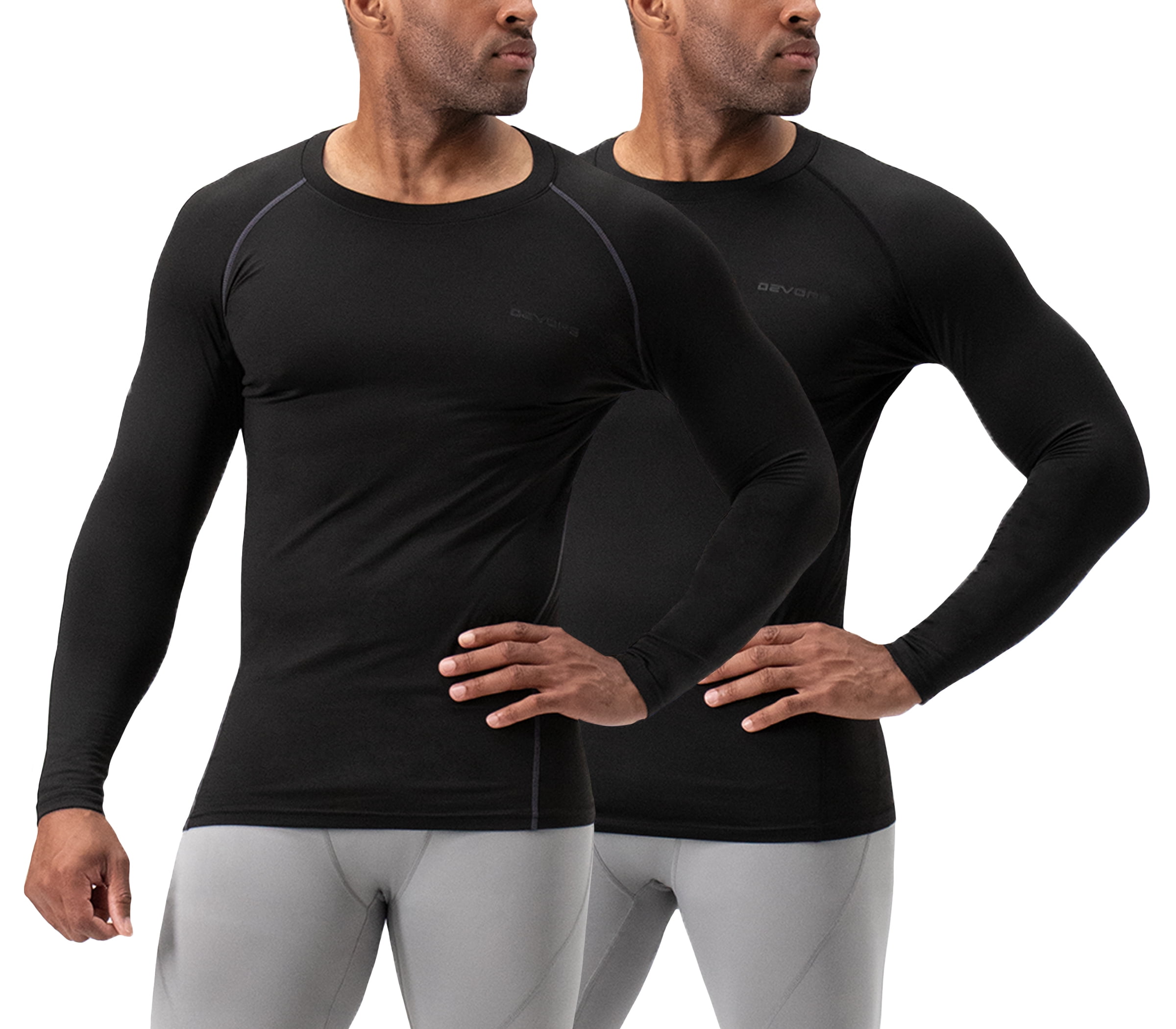 DEVOPS Men's 2 Pack Thermal Compression Shirts, Long Sleeve, Ultra Soft ...