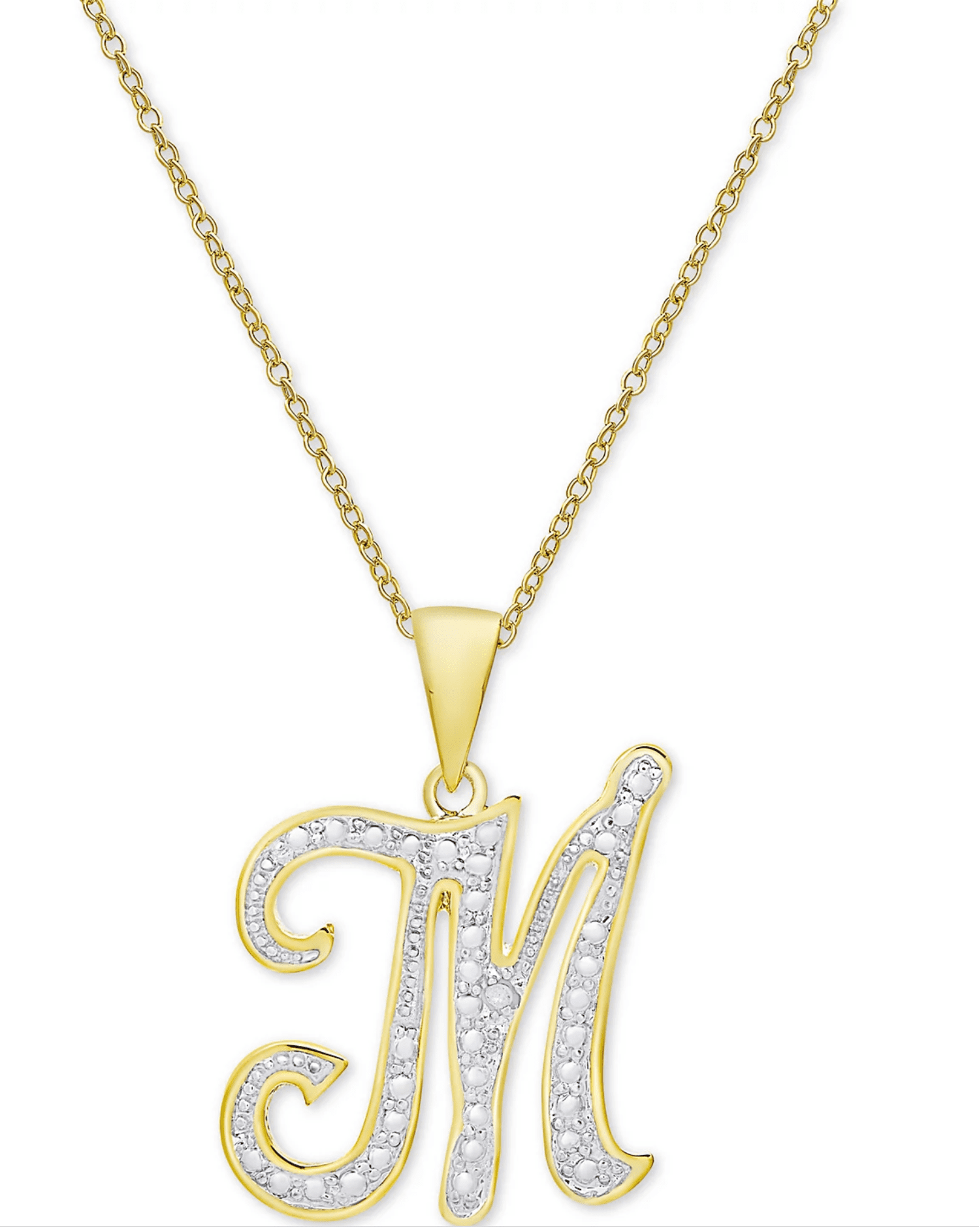 Macy's Diamond Accent Script 18" Initial Pendant Necklace in Silver ...