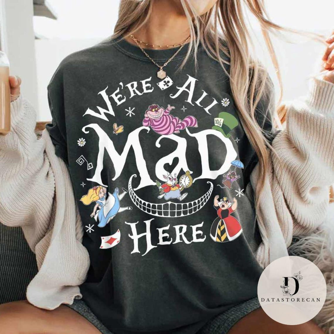 We're all Mad here Alice in Wonderland shirt, Alice Cheshire Queen of ...