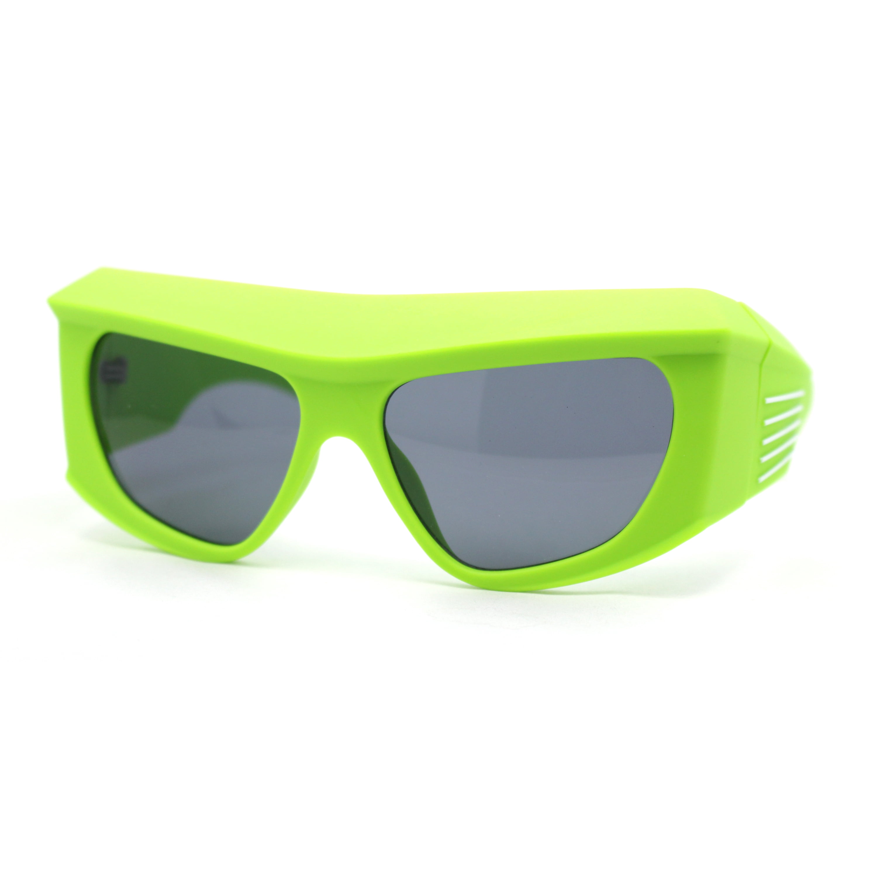 Mad Brow Line Super Thick Temple Angular Flat Top Plastic Sunglasses Green - Black - Walmart.com
