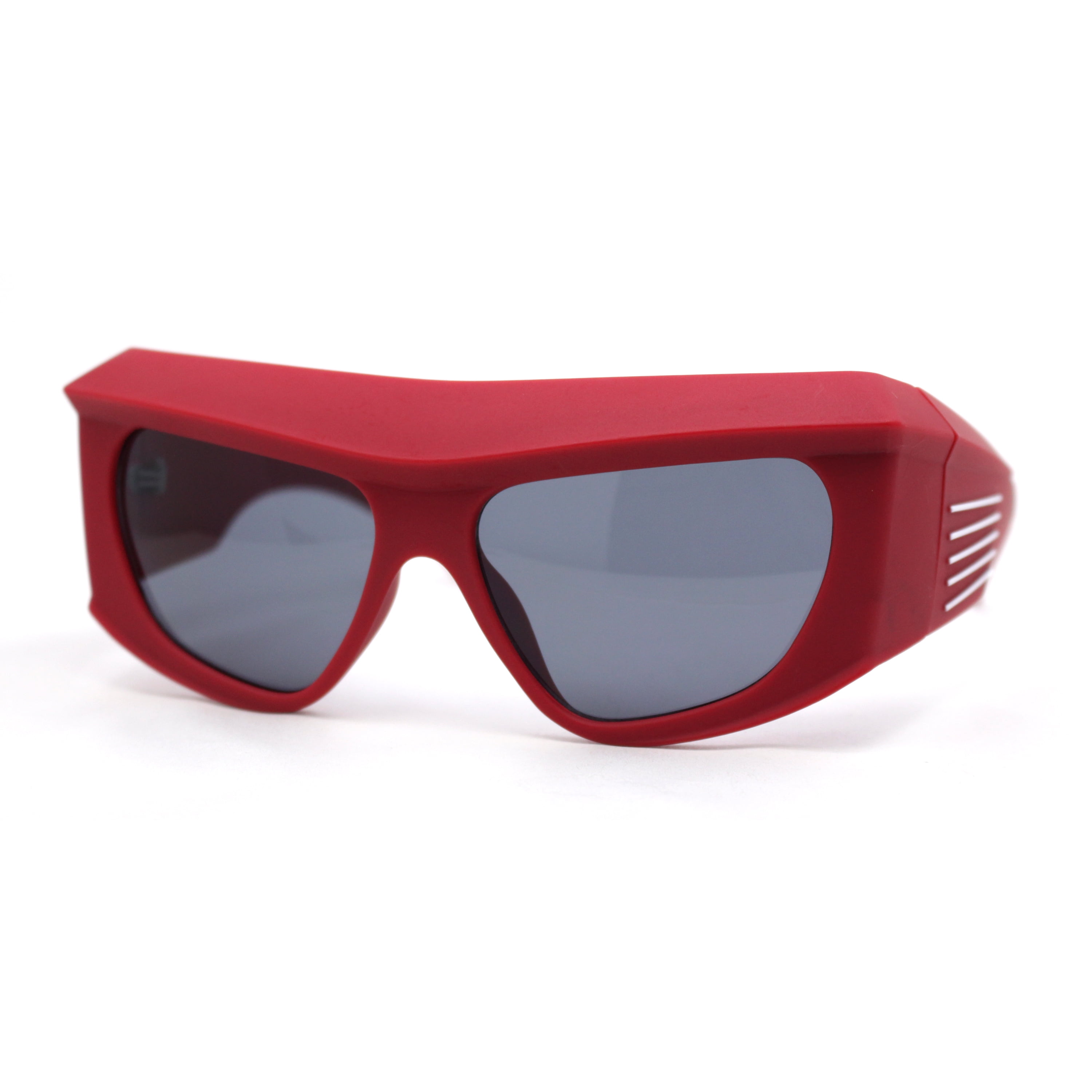 Mad Brow Line Super Thick Temple Angular Flat Top Plastic Sunglasses Red - Black - Walmart.com