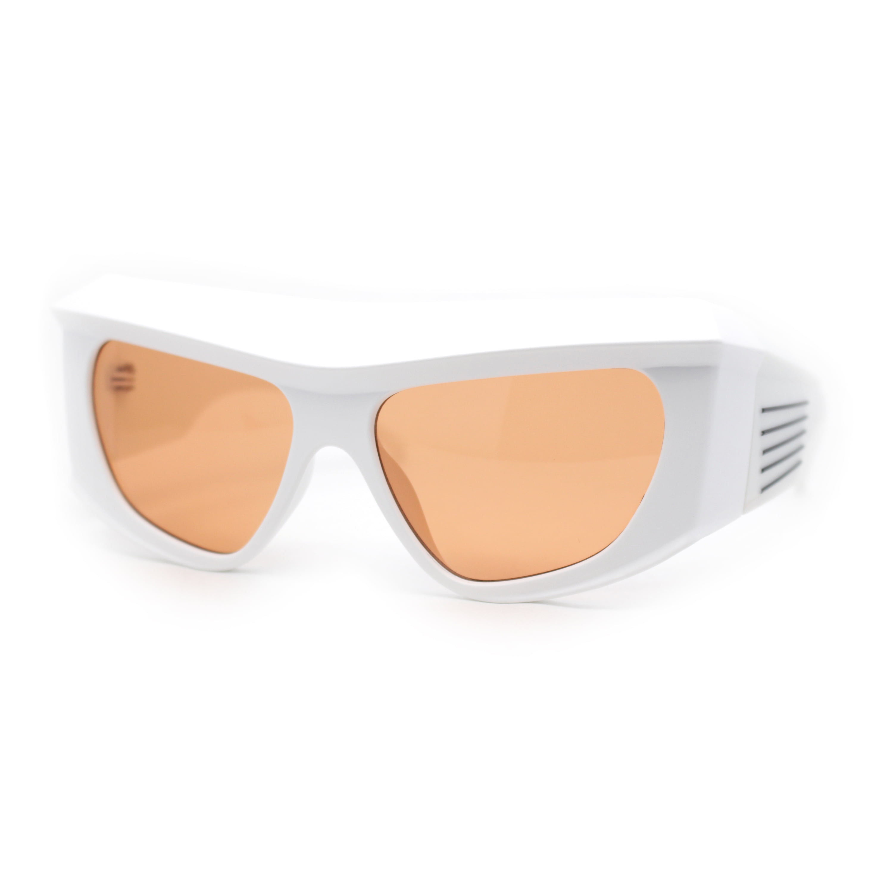 Mad Brow Line Super Thick Temple Angular Flat Top Plastic Sunglasses White - Orange - Walmart.com