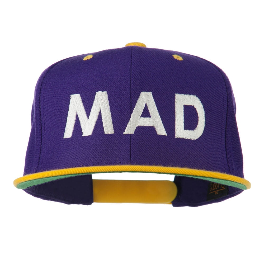 Mad Embroidered Two Tone Snapback Cap - Purple Gold OSFM - Walmart.com