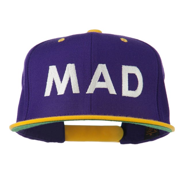 Mad Embroidered Two Tone Snapback Cap - Purple Gold OSFM - Walmart.com