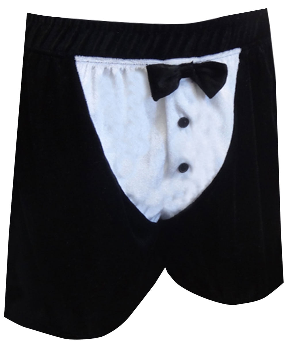 Mad Engine Mens Tuxedo Look Black Velour Boxer Shorts (Small) - Walmart.com